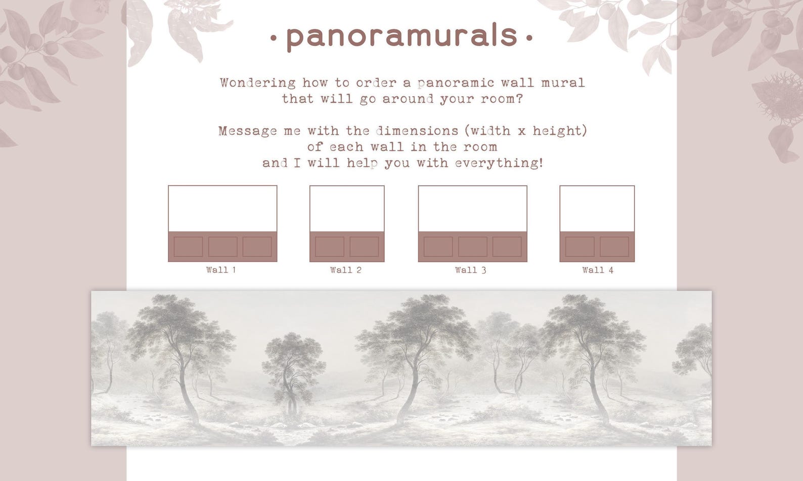 Gray Glamour Forest Wallpaper, Subtle Panoramic Wall Decoration ...