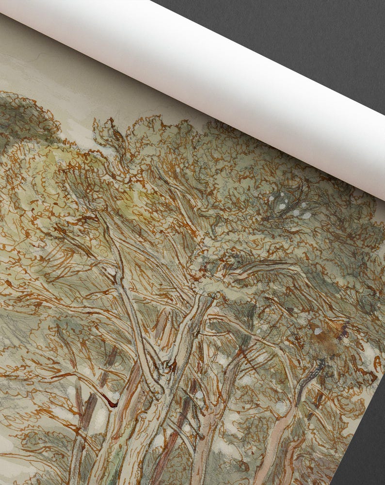 Gentle Trees Premium Materials Wallpaper, Nature Illustration Mural ...