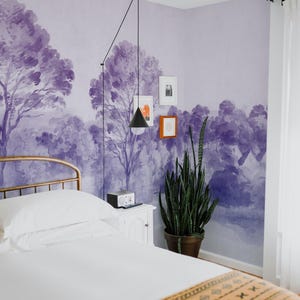 Purple Tree Wall Mural, Scenic Painting, Removable or Regular Wallpaper ...