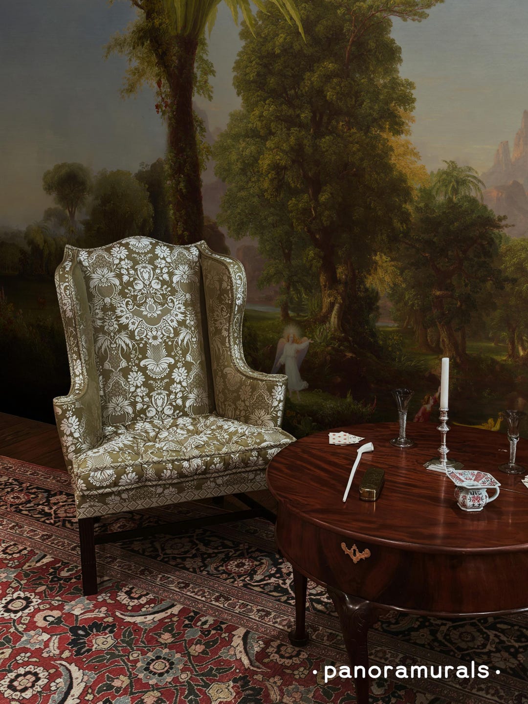 Romantic Nature Scene Wallpaper, Baroque Nature Scene, Enchanted Garden ...