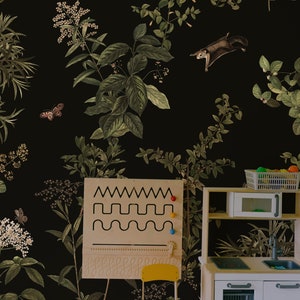 Botanical Gothic-inspired Wallpaper for Moody Interiors, Dark Removable ...