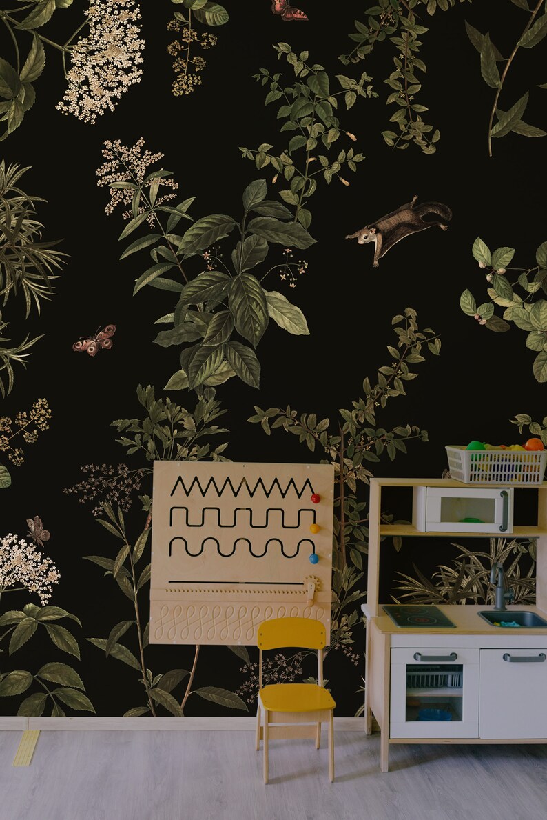 Botanical Gothic-inspired Wallpaper for Moody Interiors Dark - Etsy