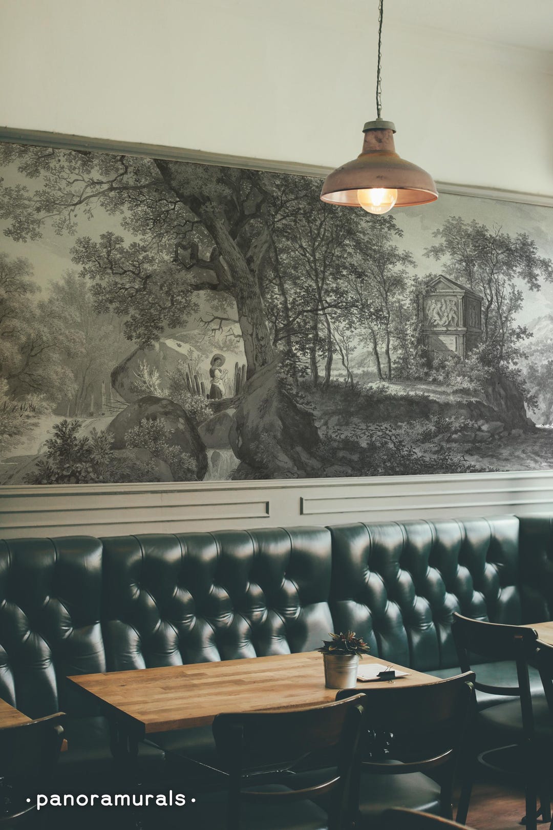 Vintage Architectural Mural, Black and White Landscape Wallpaper ...