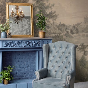 Vintage Rustic Traditional Wallpaper Prints, Landscape Muted Colors ...
