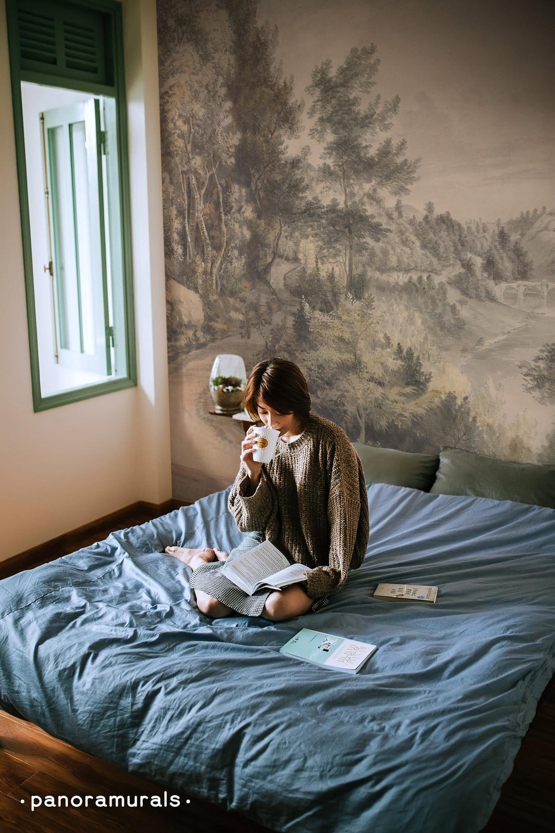Vintage Rustic Traditional Wallpaper Prints, Landscape Muted Colors ...