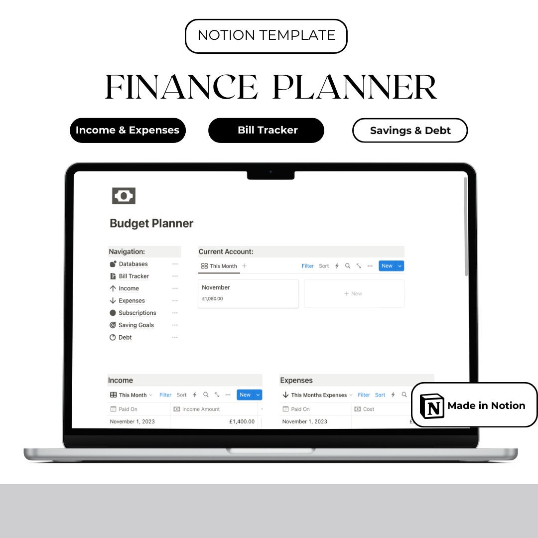 Notion Template Finance Planner, Digital Budget Planner, Income and ...