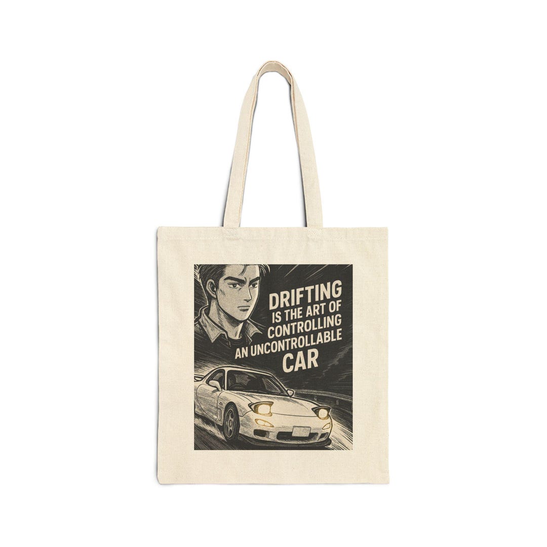 Drifting Art Cotton Canvas Tote Bag | Car Enthusiast Gift, Shopping Bag ...