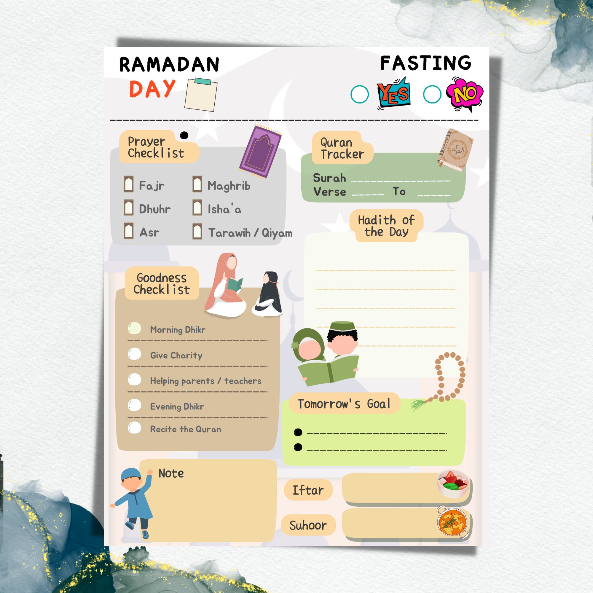 Undated Kids Ramadan Tracker | Undated Planner | Fasting Tracker ...
