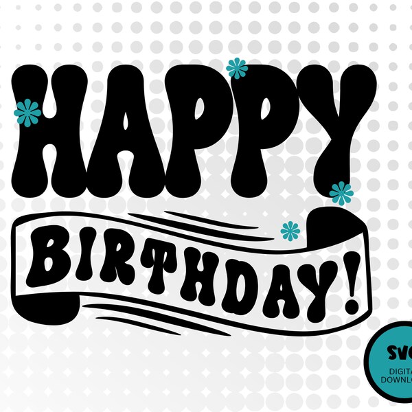 Happy Birthday Banner Groovy Font - Etsy