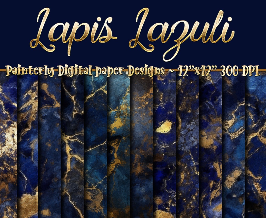 Lapis Lazuli Painterly Digital Paper Designs, 12x12 300 DPI ...
