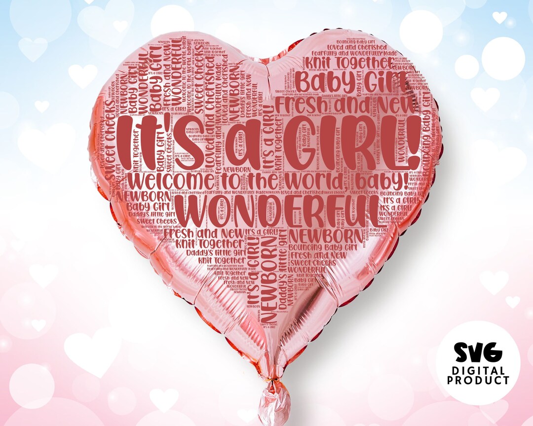 Baby Girl Word Cloud SVG Lettering Sign New Baby Pink Word - Etsy