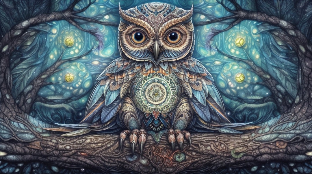 5 Enchanted Owl Wallpaper | Printable Art | Digital Art | Digital Download | Large JPG Images ...