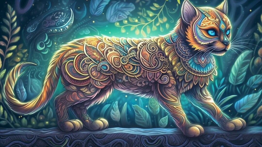 5 Enchanted Cat Wallpaper | Printable Art | Digital Art | Digital ...
