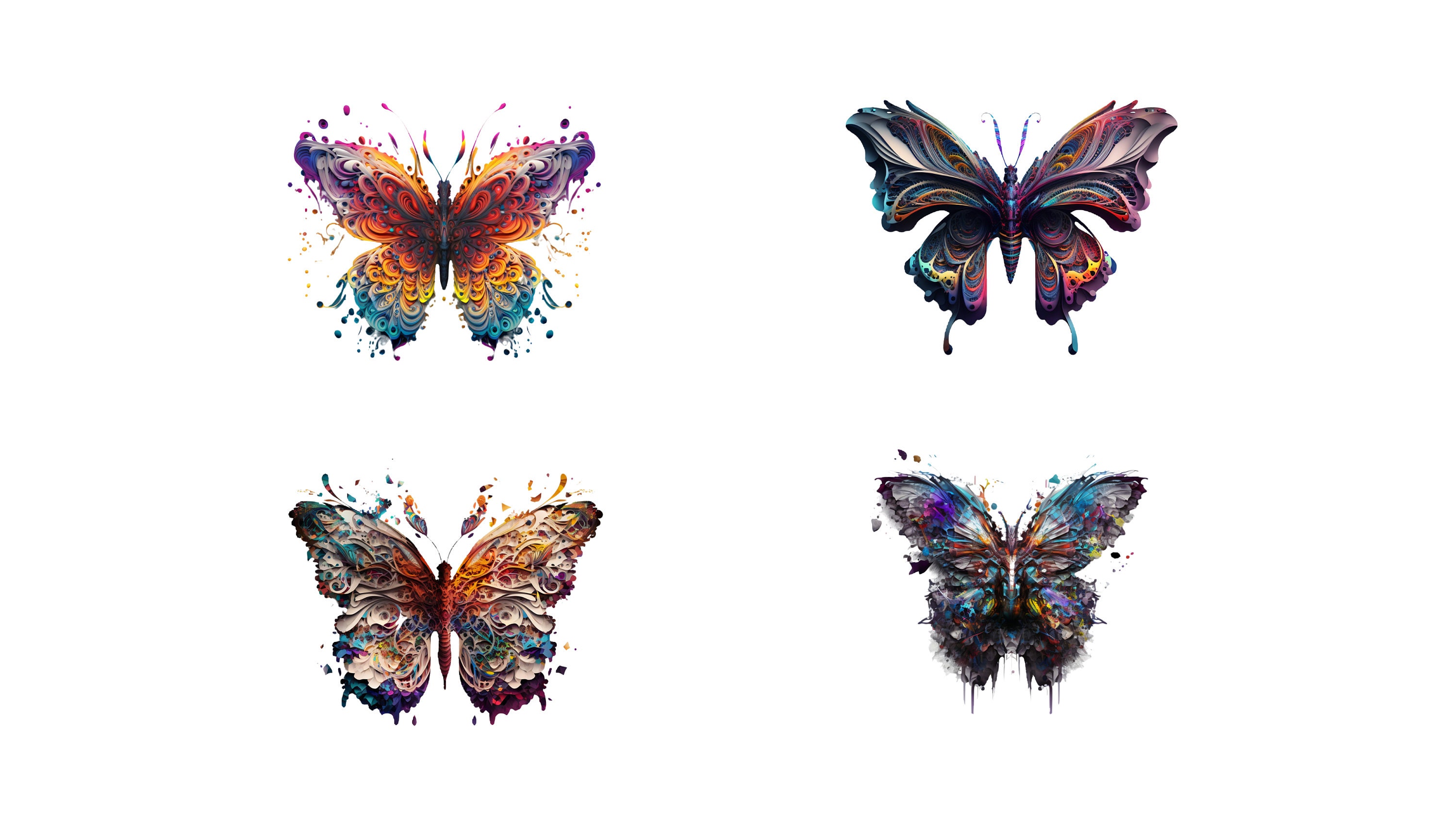 12 Abstract Watercolor Butterflies Clipart, Watercolor Clipart ...