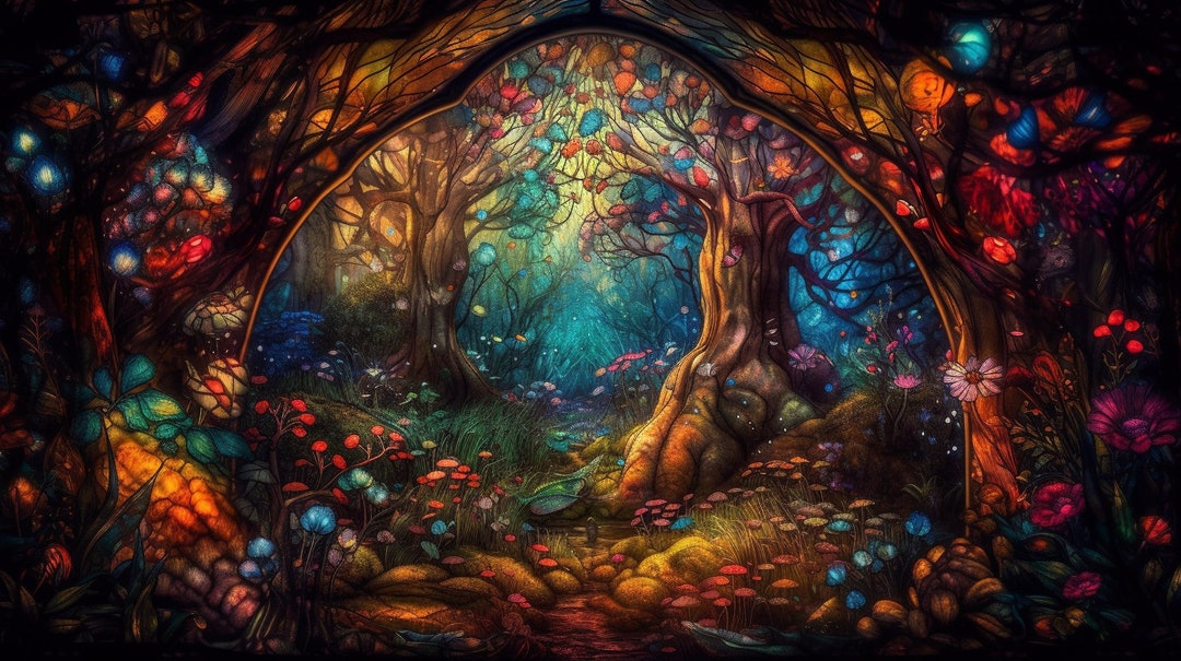 5 Enchanted Forest Wallpaper | Printable Art | Digital Art | Digital Download | Large JPG Images ...