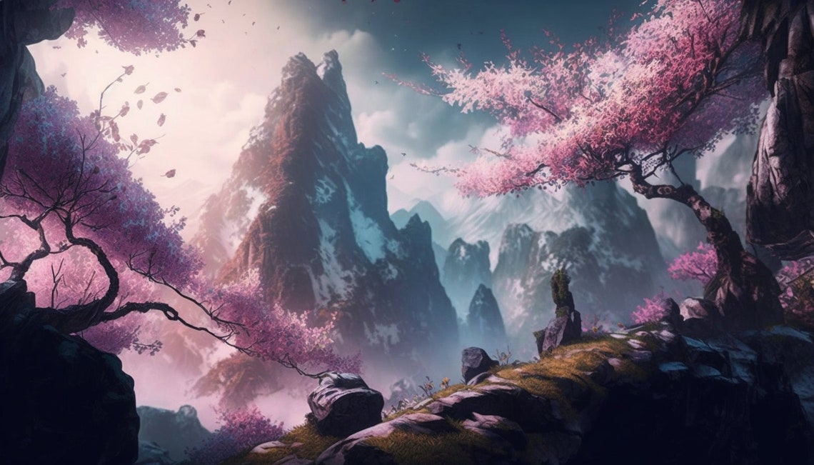 5 Cherry Blossom Tree Wallpaper, Cherry Blossom Tree Digital Wallpaper ...