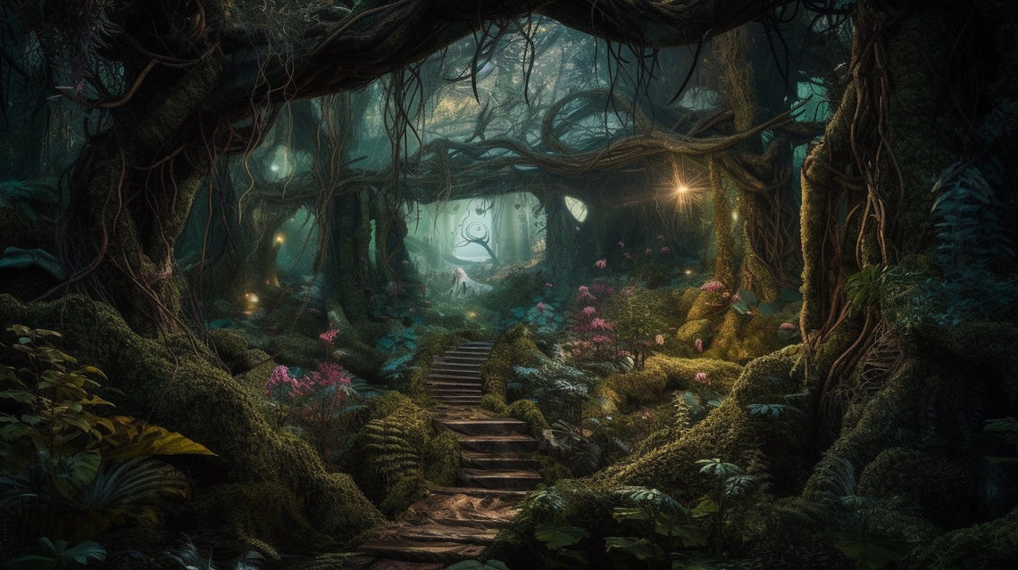 5 Enchanted Forest Wall Art Enchanted Forest Printable Digital Art ...