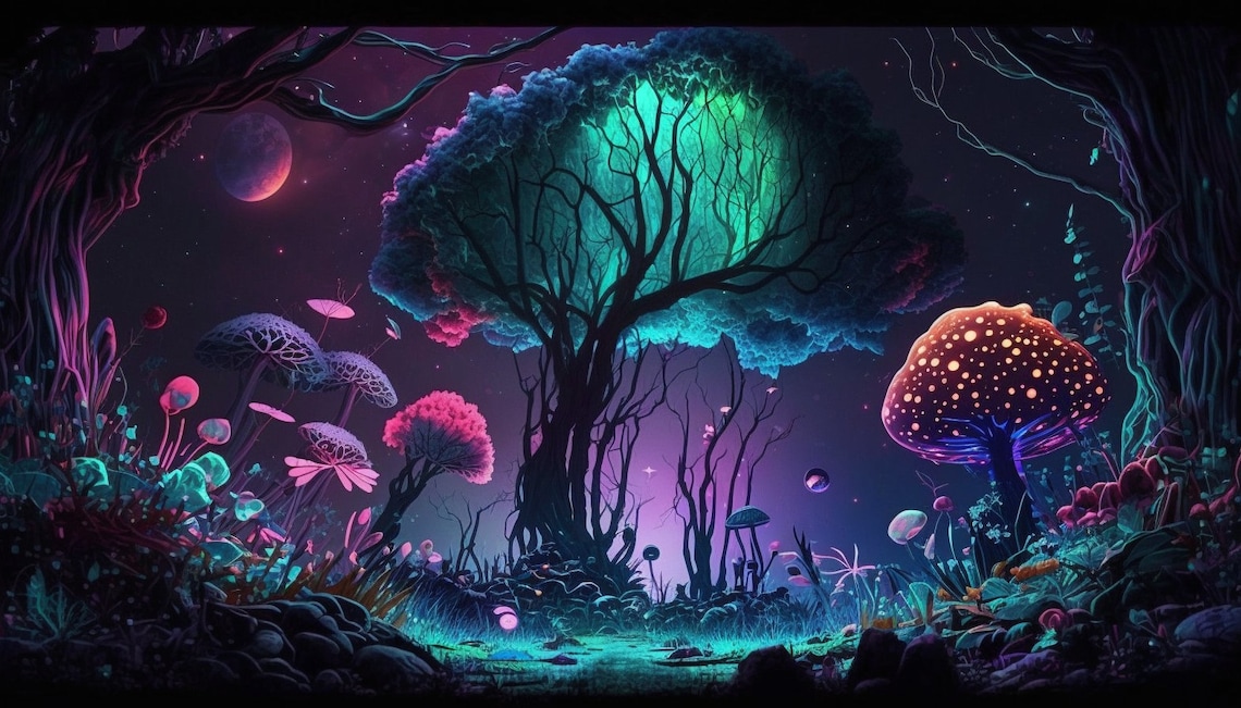 5 Psychedelic Forest Wallpaper Forest Printable Wall Art Enchanted ...