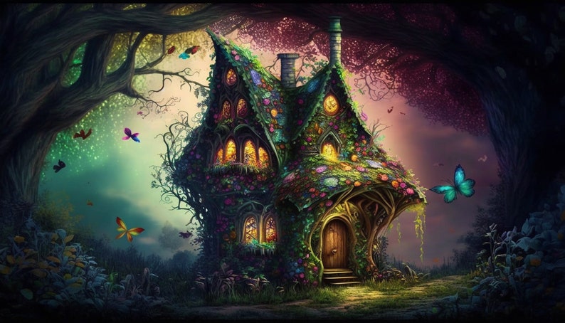5 Enchanted Fairy House Wall Art Enchanted Fairy House Printable ...