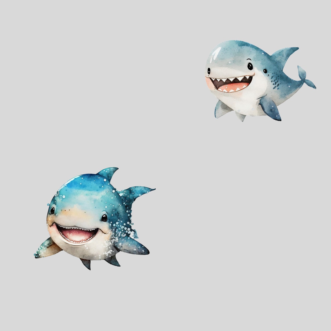 4 Watercolor Baby Shark Clipart, Baby Shark Clipart, Baby Shark Bundle ...