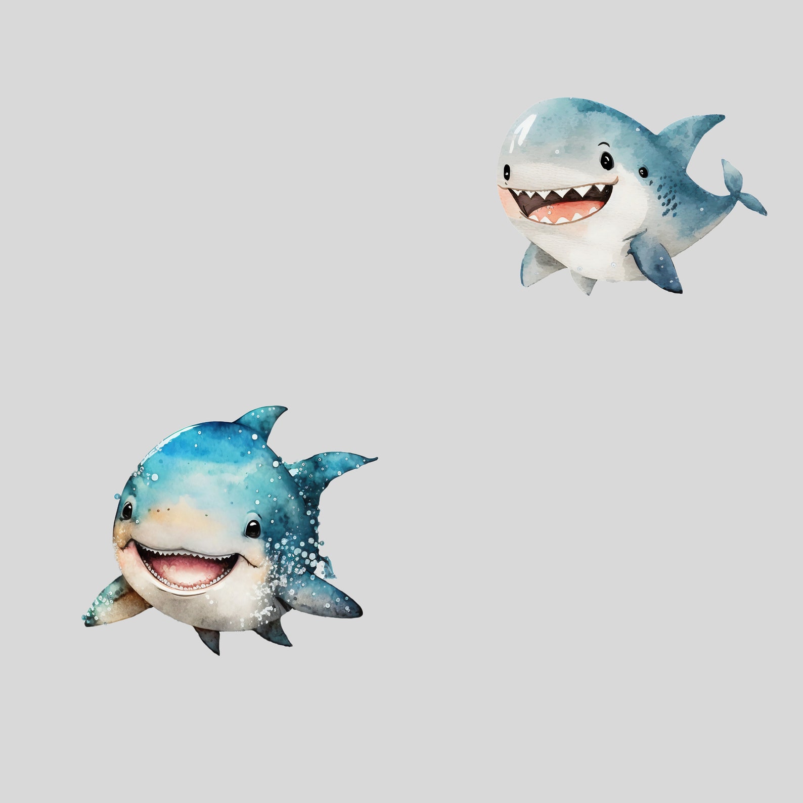 4 Watercolor Baby Shark Clipart, Baby Shark Clipart, Baby Shark Bundle ...