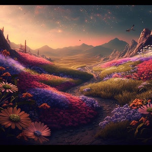 5 Enchanted Flower Field Wall Art, Enchanted Flower Field Wallpaper ...