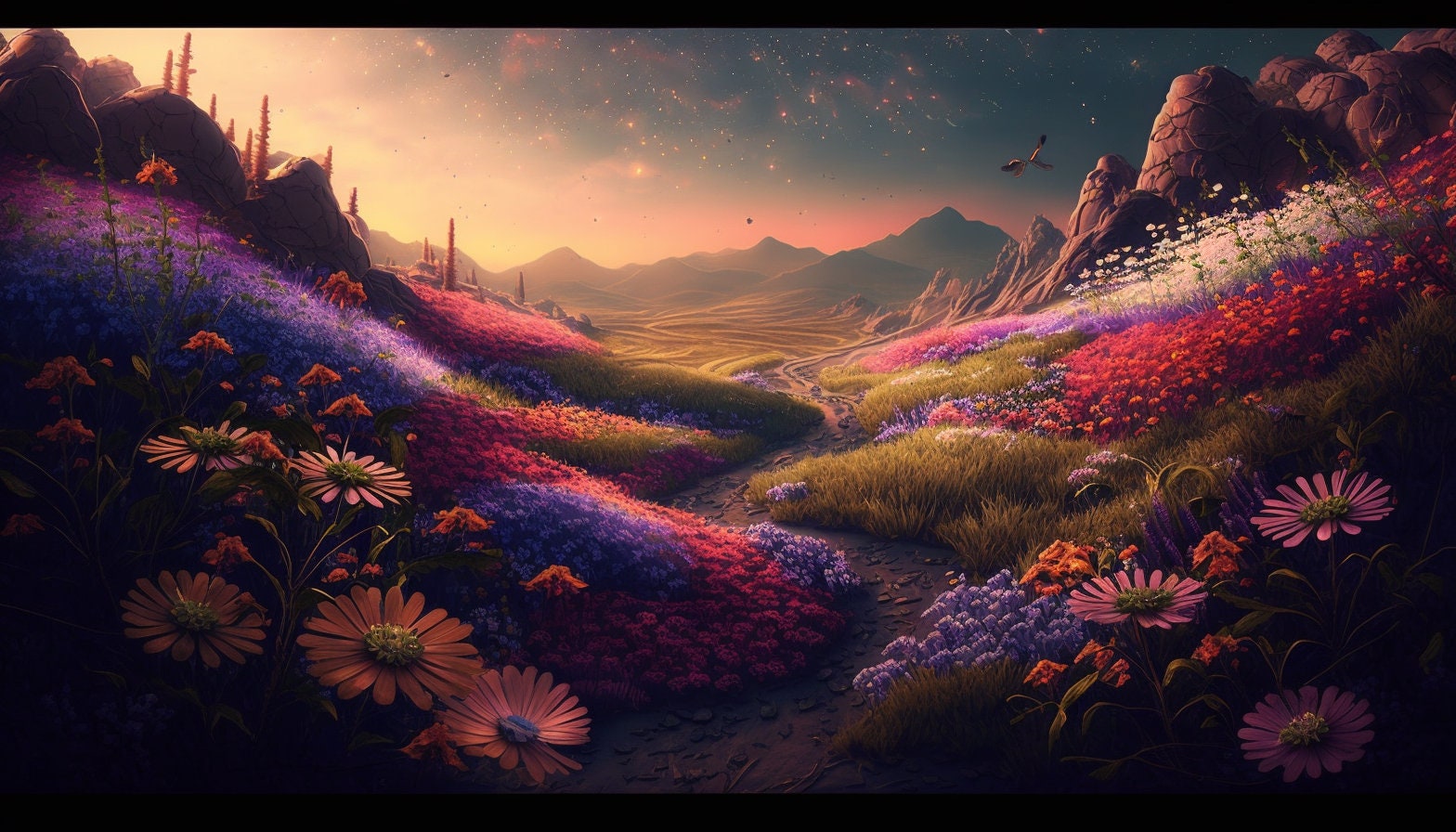 5 Enchanted Flower Field Wall Art, Enchanted Flower Field Wallpaper ...