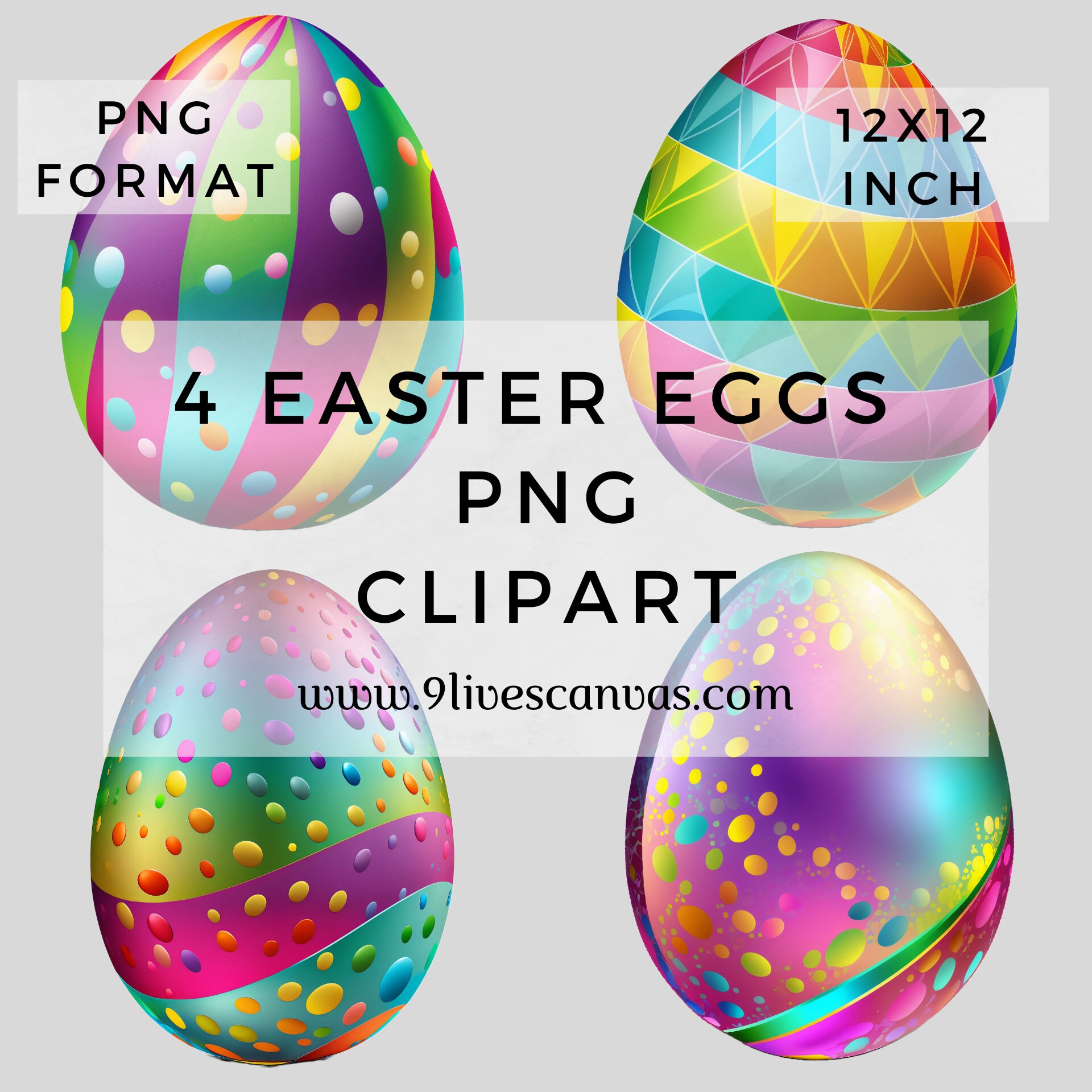 4 Easter Eggs Clipart, Easter Clipart, Easter Eggs Bundle PNG, Instant ...