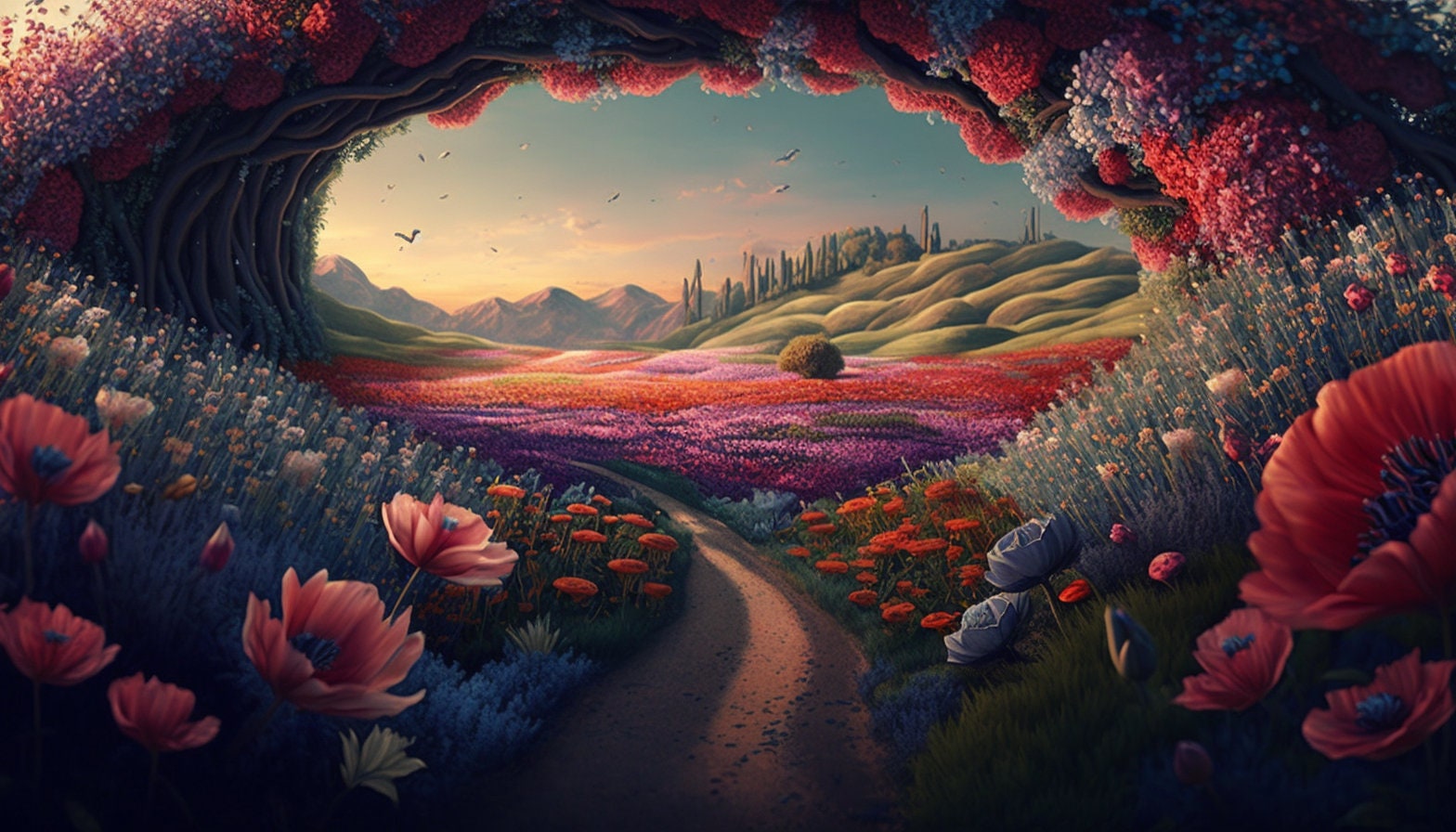 5 Enchanted Flower Field Wall Art, Enchanted Flower Field Wallpaper ...