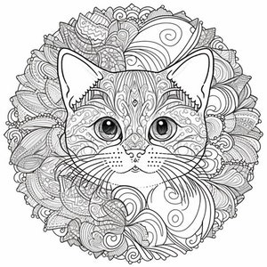 24 Page Printable Mandala Cats Coloring Book - Mandala Pattern Coloring ...
