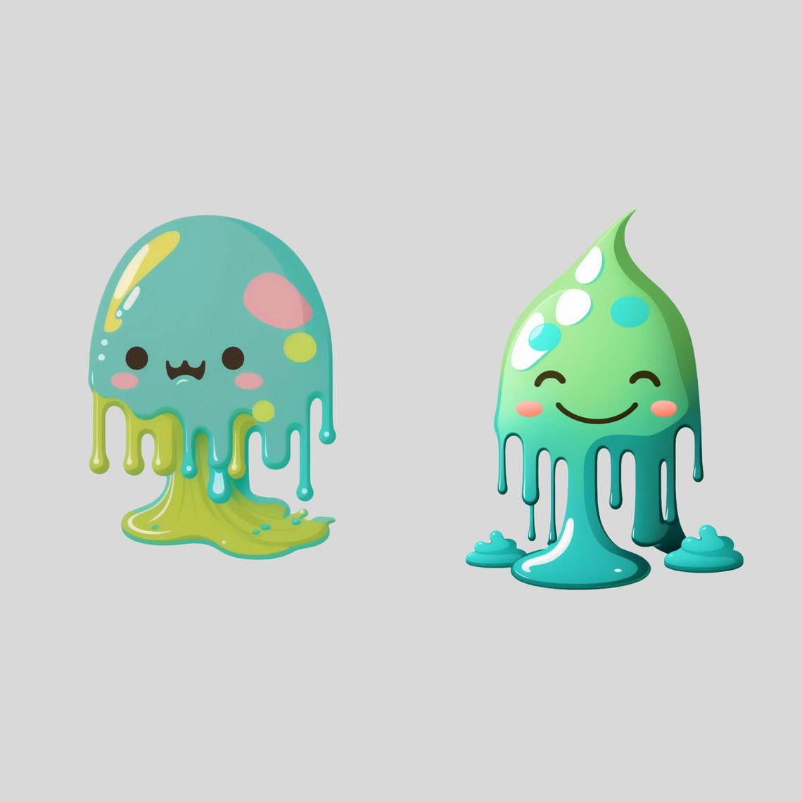 Slime Clipart, Set of 4 Cute Clipart PNG Images, Cute Slime PNG, Cute ...