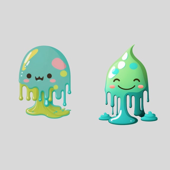 Slime Clipart, Set of 4 Cute Clipart PNG Images, Cute Slime PNG, Cute ...