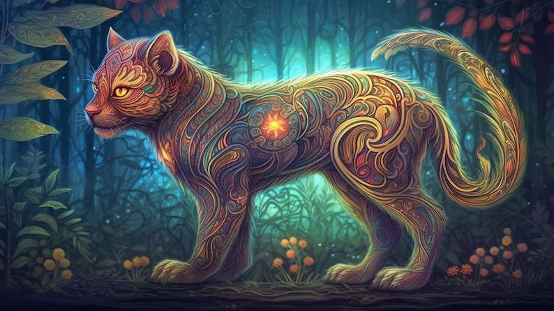 5 Enchanted Cat Wallpaper | Printable Art | Digital Art | Digital ...