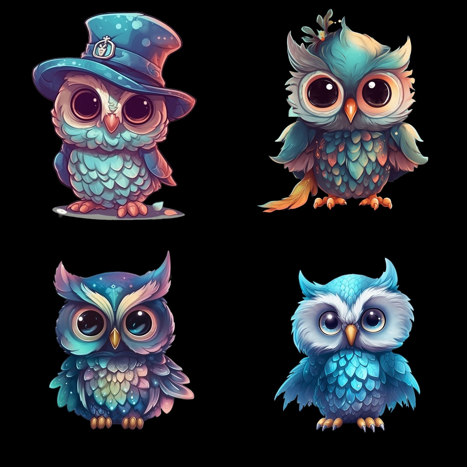 8 Fantasy Owl Clipart, Fantasy Clipart, Magic Owl PNG, Digital Magic ...