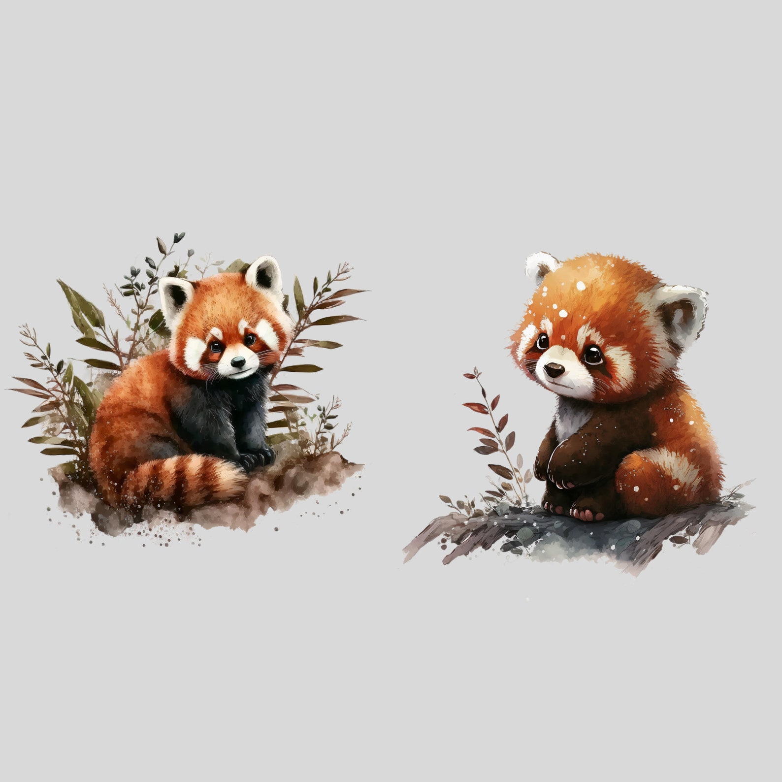 4 Watercolor Red Pandas Clipart, Red Panda Clipart, Red Panda Bundle ...