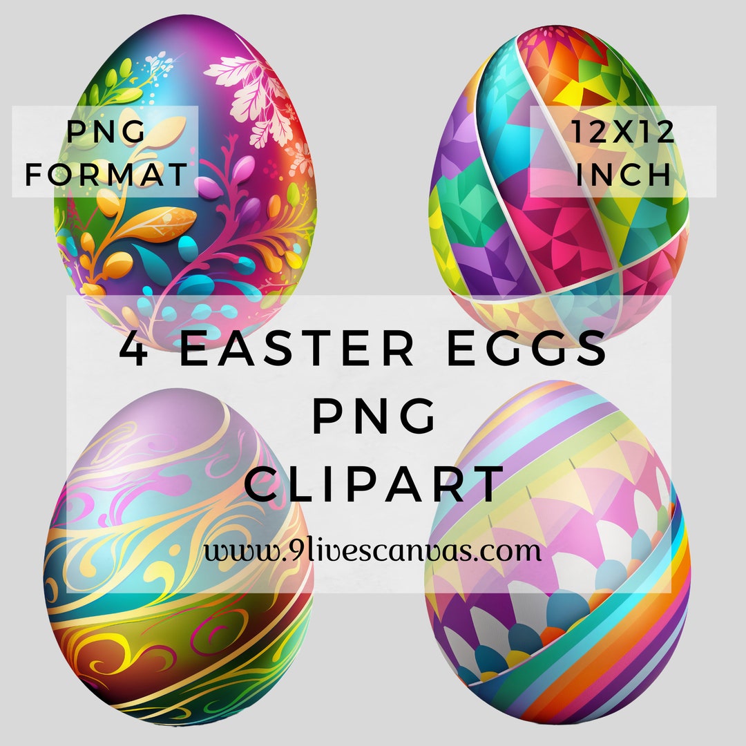 Easter Eggs Clipart, Easter Clipart, Easter Eggs Bundle PNG, 4 Instant ...