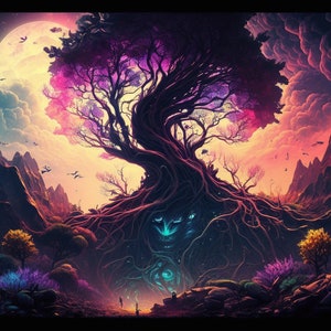 5 Trippy Forest Wallpaper Psychedelic Forest Printable Wall Art Trippy ...