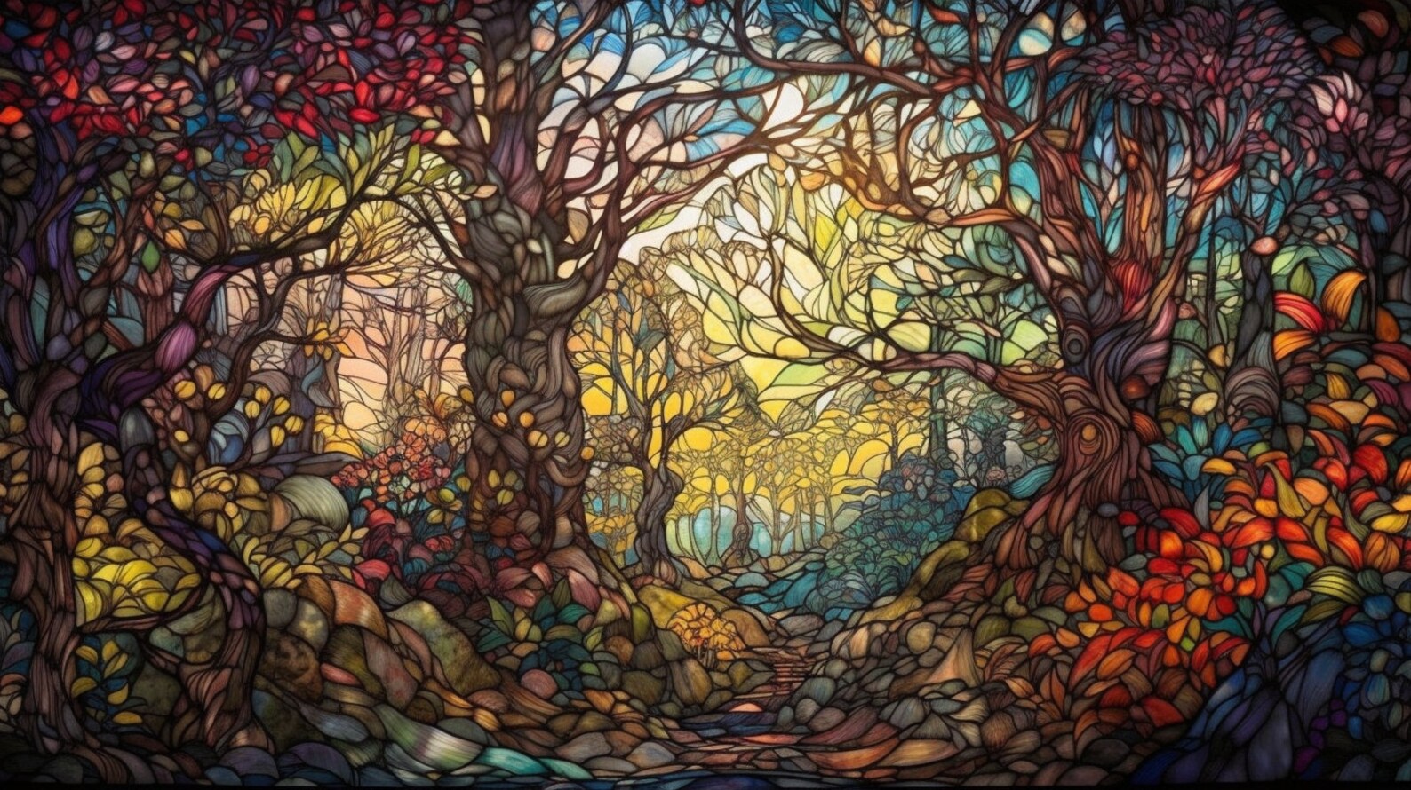 5 Enchanted Forest Wallpaper Printable Art Digital Art Digital Download Large JPG Images Desktop ...