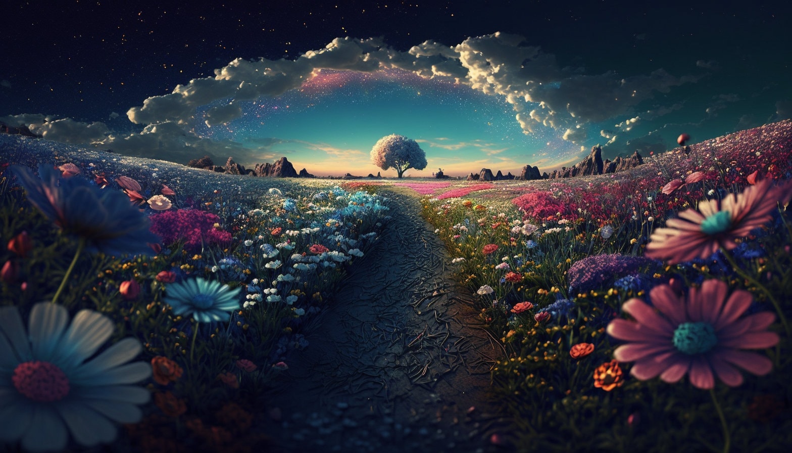 5 Enchanted Flower Field Wall Art, Enchanted Flower Field Wallpaper ...