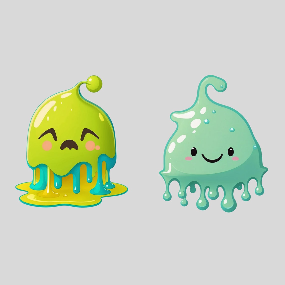 Slime Clipart, Set of 4 Cute Clipart PNG Images, Cute Slime PNG, Cute ...