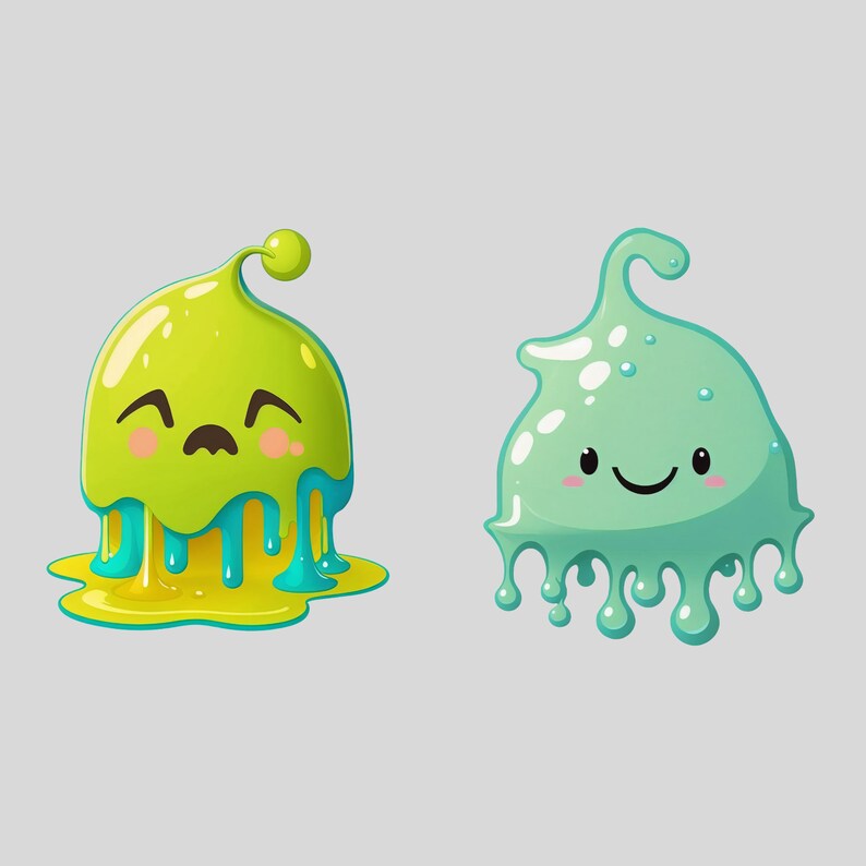 Slime Clipart, Set of 4 Cute Clipart PNG Images, Cute Slime PNG, Cute ...