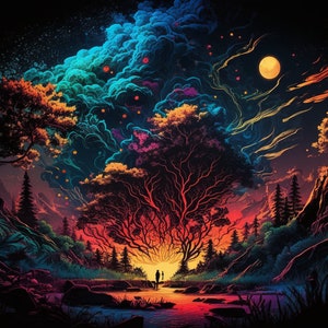 5 Trippy Forest Wallpaper Psychedelic Forest Printable Wall Art Trippy ...