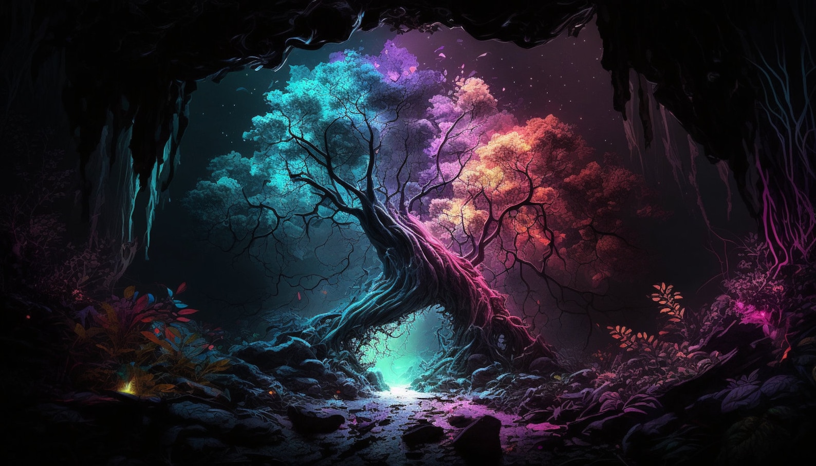 5 Psychedelic Forest Wallpaper Forest Printable Wall Art Enchanted ...