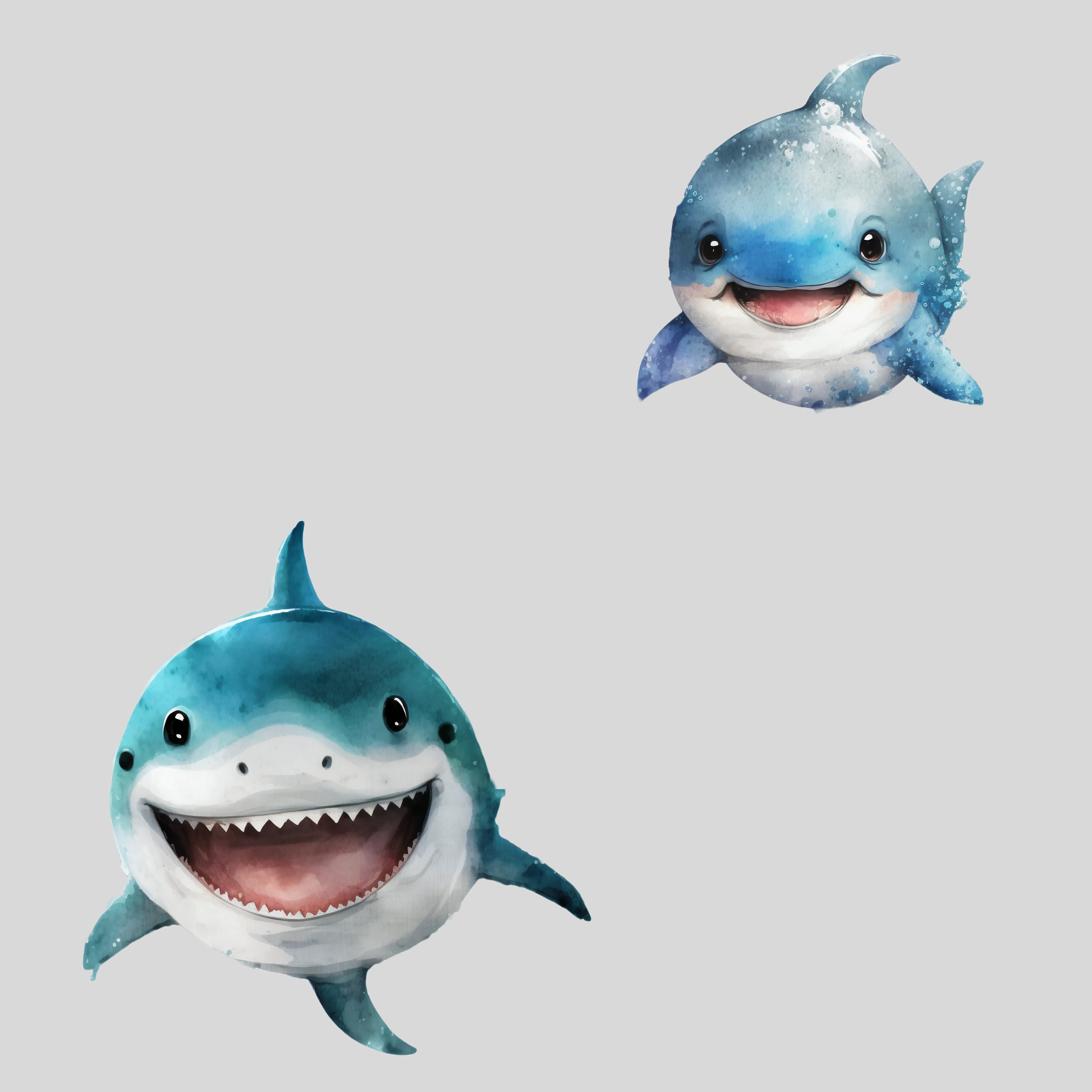 4 Watercolor Baby Shark Clipart, Baby Shark Clipart, Baby Shark Bundle ...