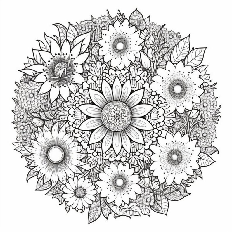 60 Page Printable Flower Mandala Coloring Book - Mandala Pattern ...
