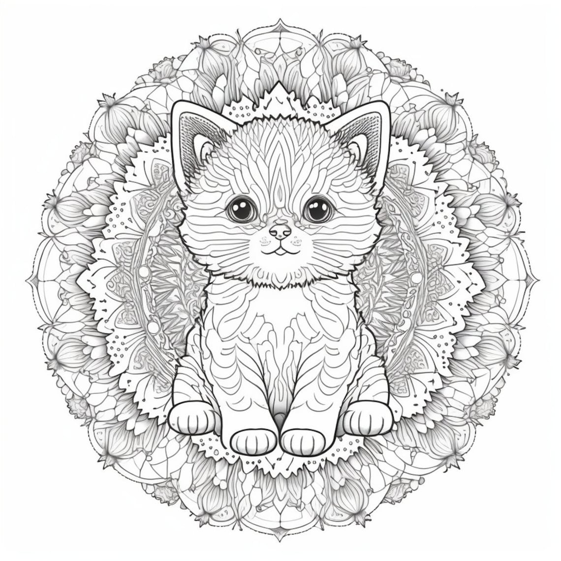 24 Page Printable Mandala Cats Coloring Book - Mandala Pattern Coloring ...