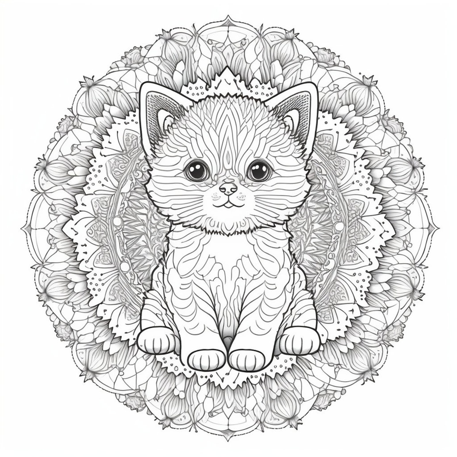 24 Page Printable Mandala Cats Coloring Book - Mandala Pattern Coloring ...