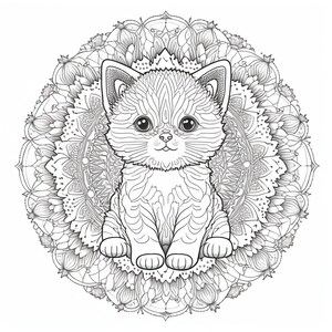 24 Page Printable Mandala Cats Coloring Book - Mandala Pattern Coloring ...
