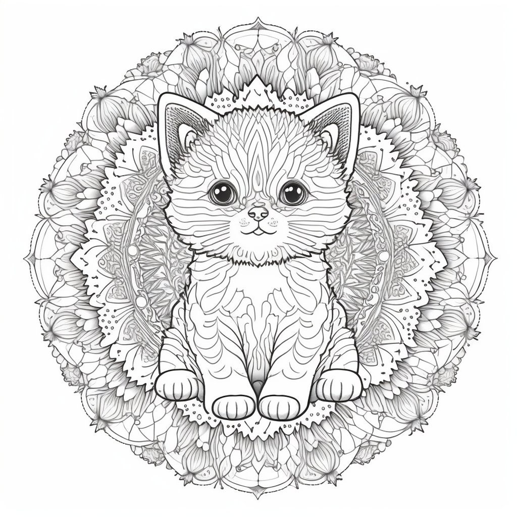 24 Page Printable Mandala Cats Coloring Book - Mandala Pattern Coloring ...