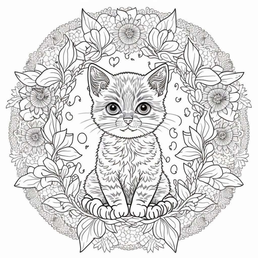 24 Page Printable Mandala Cats Coloring Book - Mandala Pattern Coloring ...